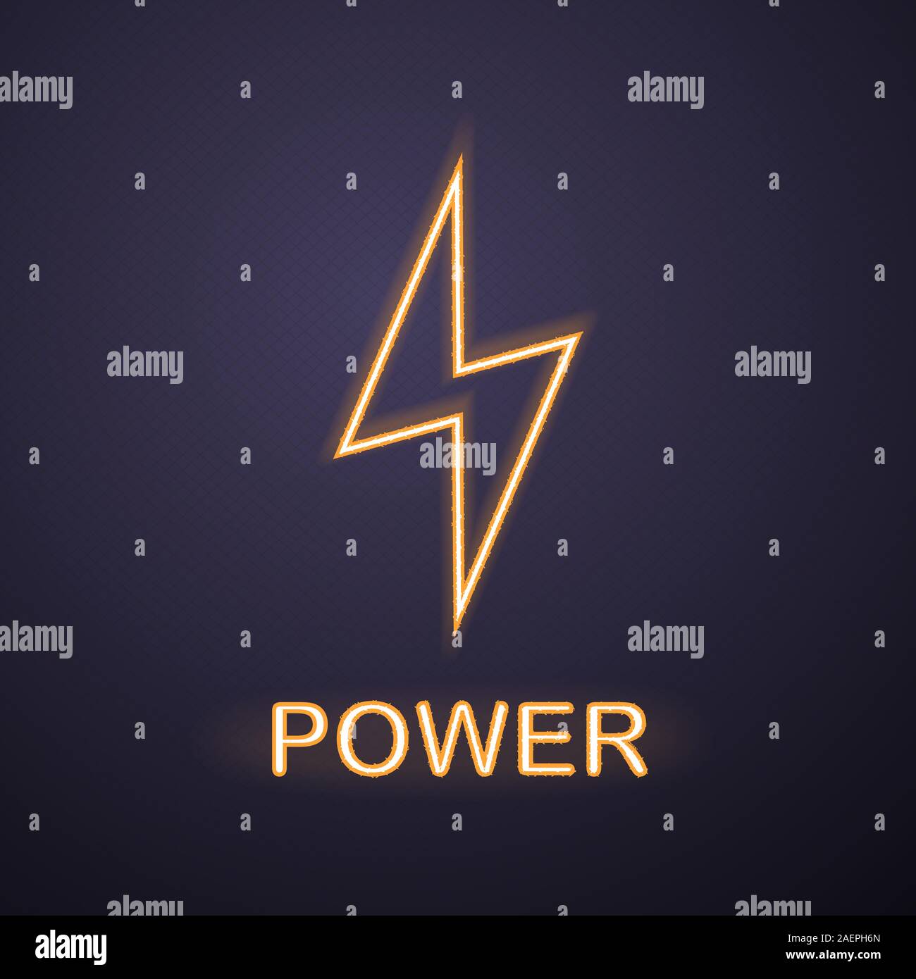 Power neon light icon. Lightning bolt. Glowing sign. Vector isolated ...