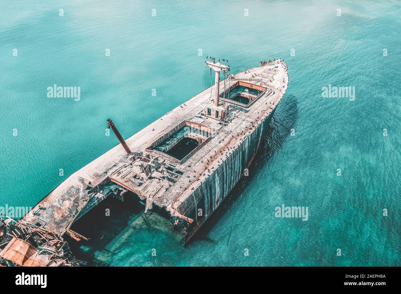 Aerial View Of Old Shipwreck Ghost Ship Stock Photo - Alamy