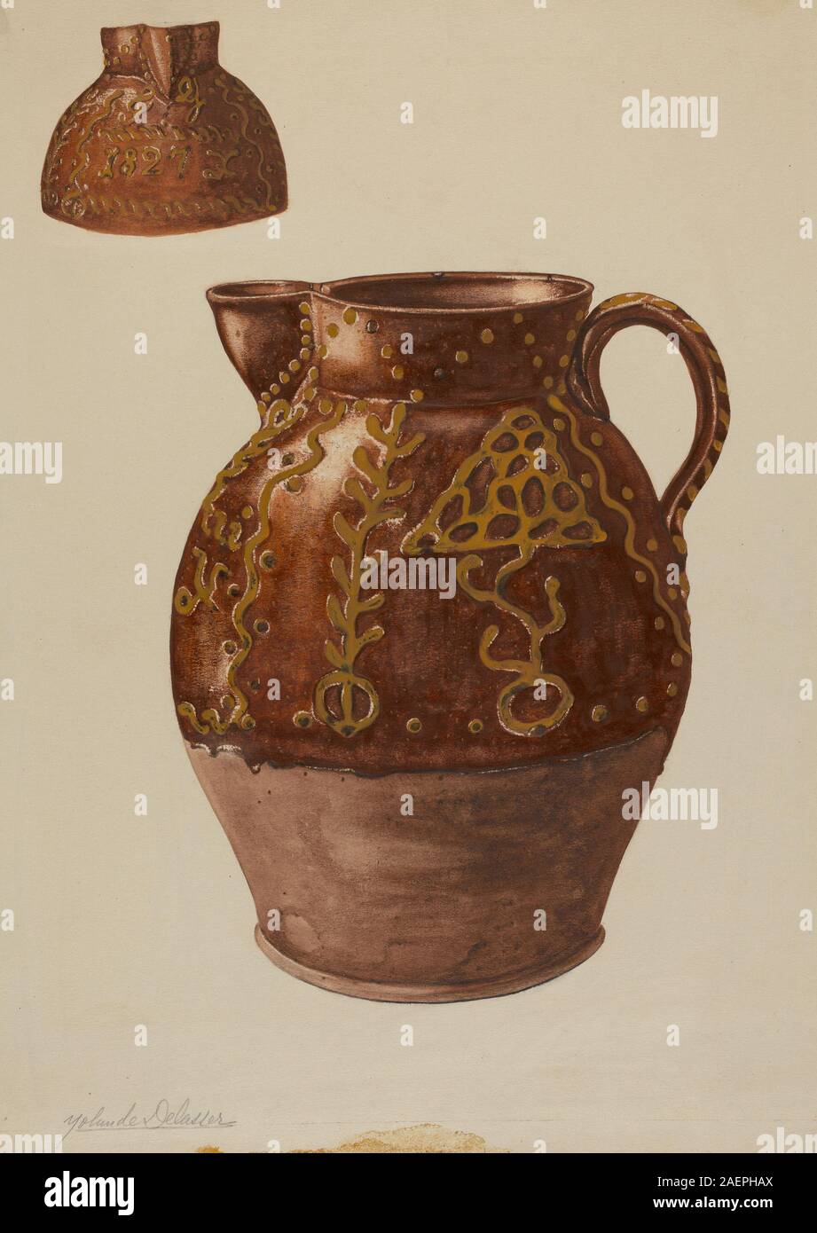 Yolande Delasser, Pa German Pitcher, c 1937, Pa. German Pitcher; c ...