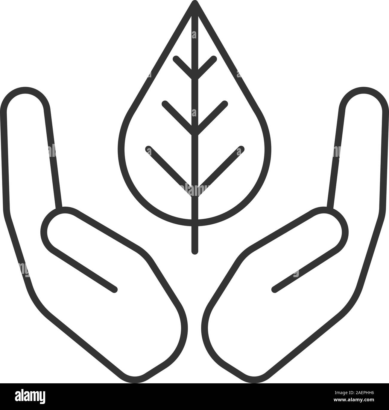 Open palms with leaf linear icon. Environment protection. Thin line ... Open palms with leaf linear icon. Environment protection. Thin line ...
