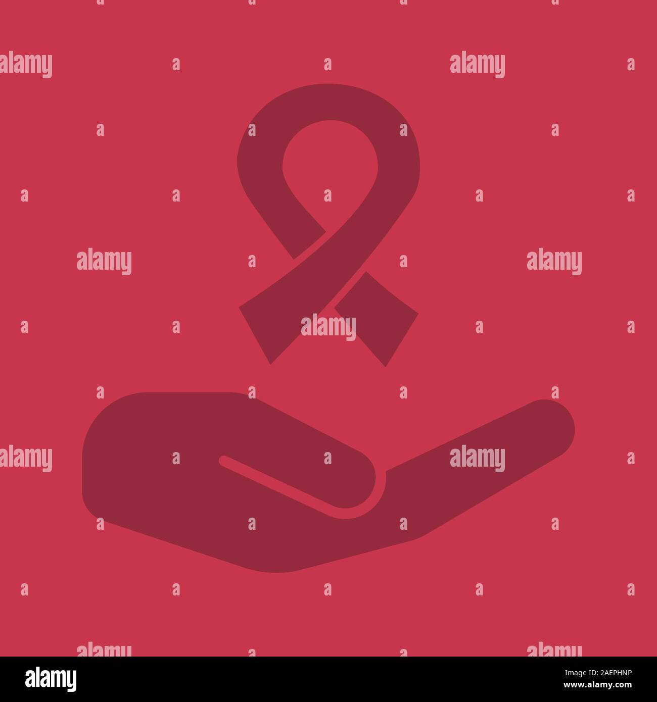 Open hand with anti HIV ribbon glyph color icon. World AIDS day ...