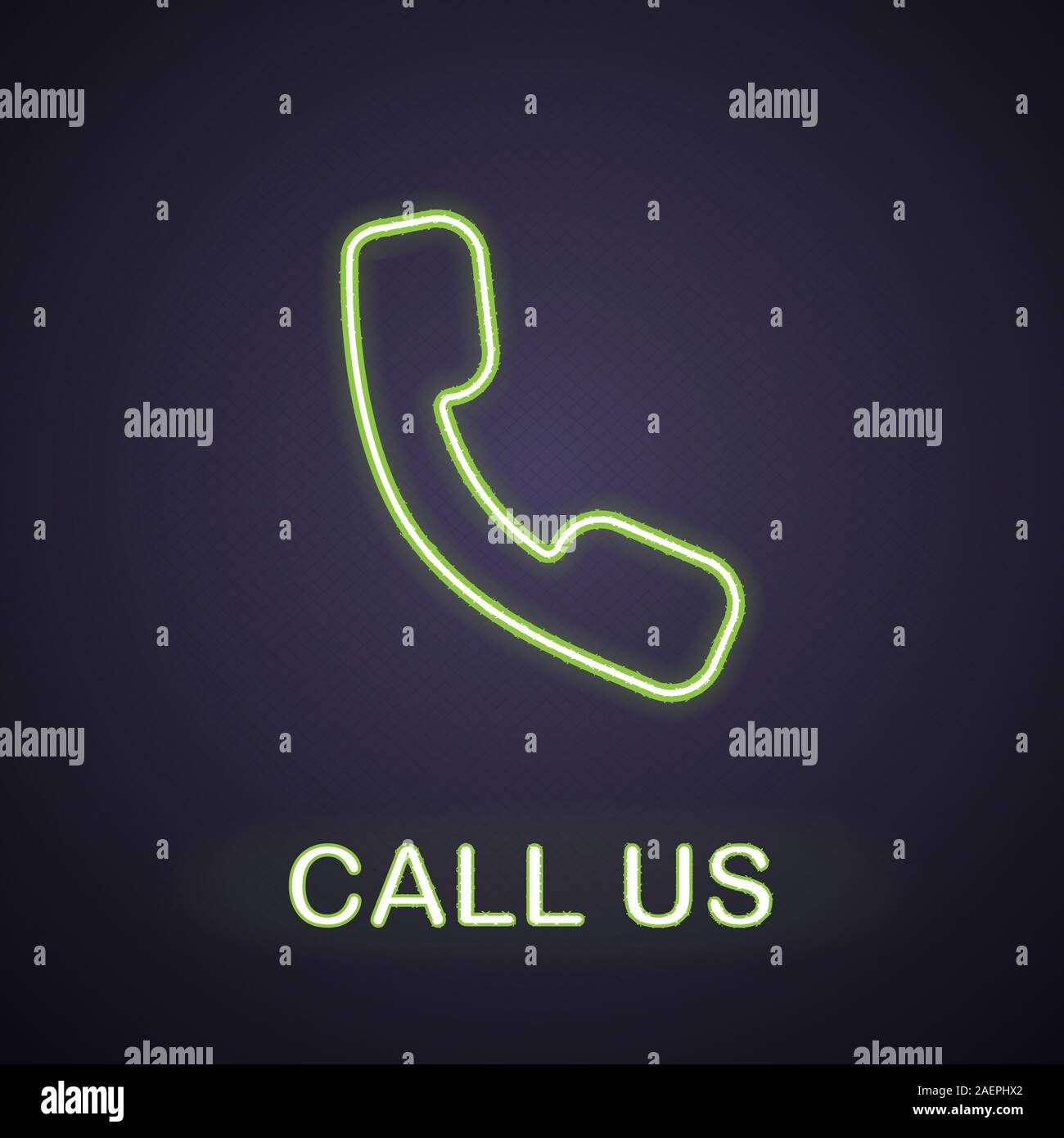 Phone handset neon light icon. Call center glowing sign. Support ...