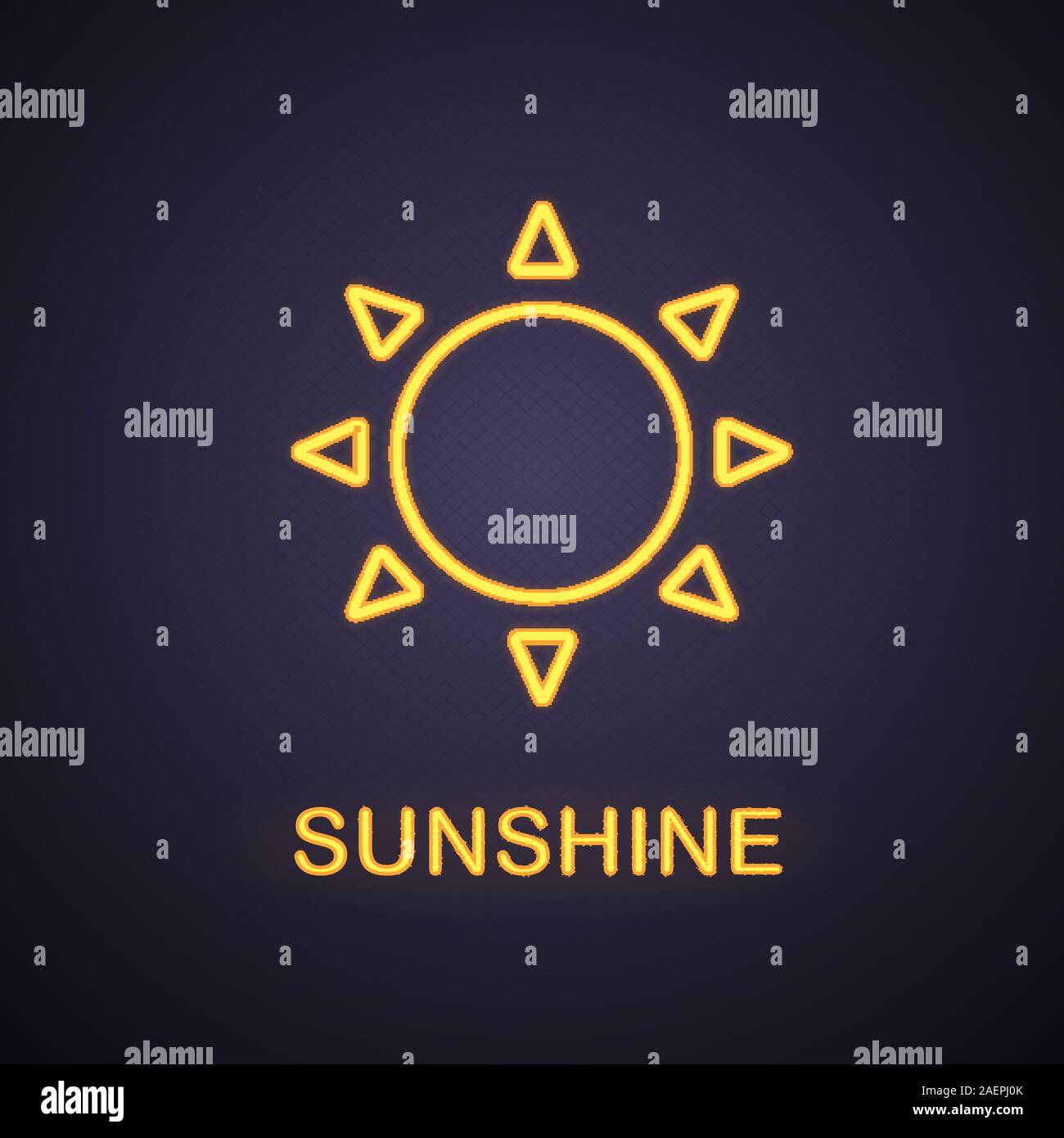 Sun neon light icon. Sunshine glowing sign. Vector isolated ...