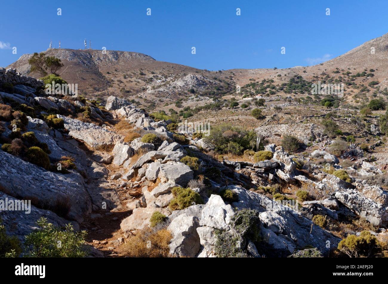 Footpath from Mikro Horio to Lethra Beach, Tilos, Dodecanese islands ...