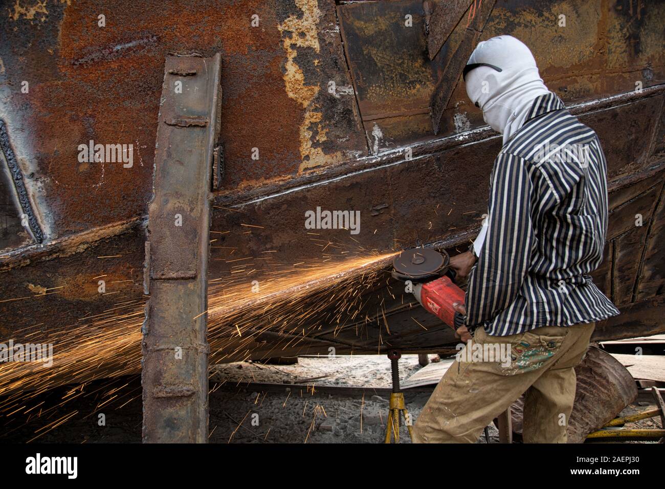 Ship breaking yards and rebuilding vessel, Dacca, Bangladesh, Asia ...