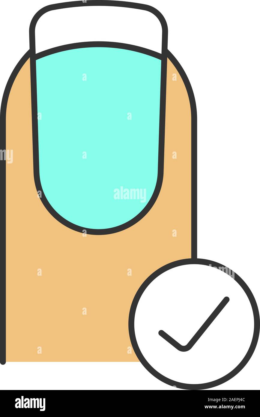 Healthy fingernails color icon. French manicure with check mark. Nails ...