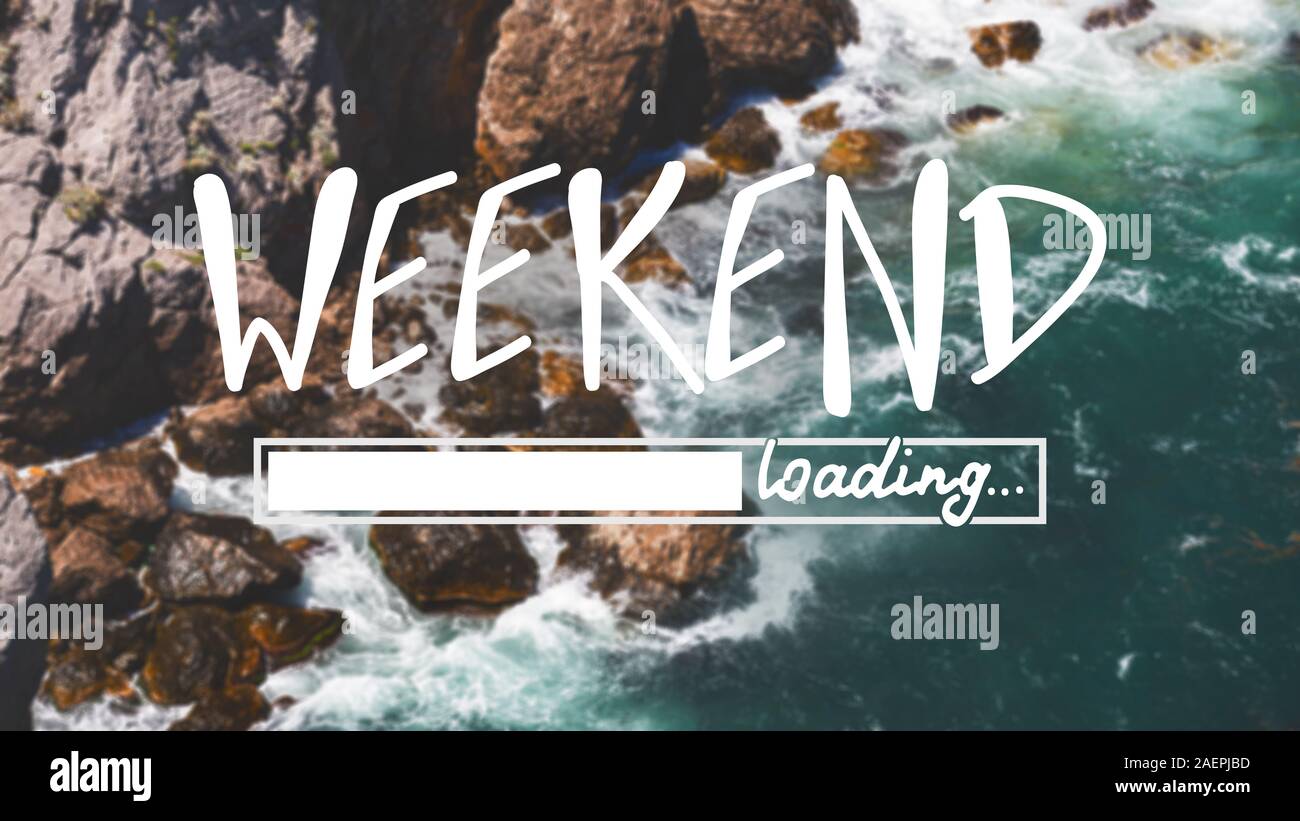 Weekend loading bar over ocean and stones Stock Photo - Alamy