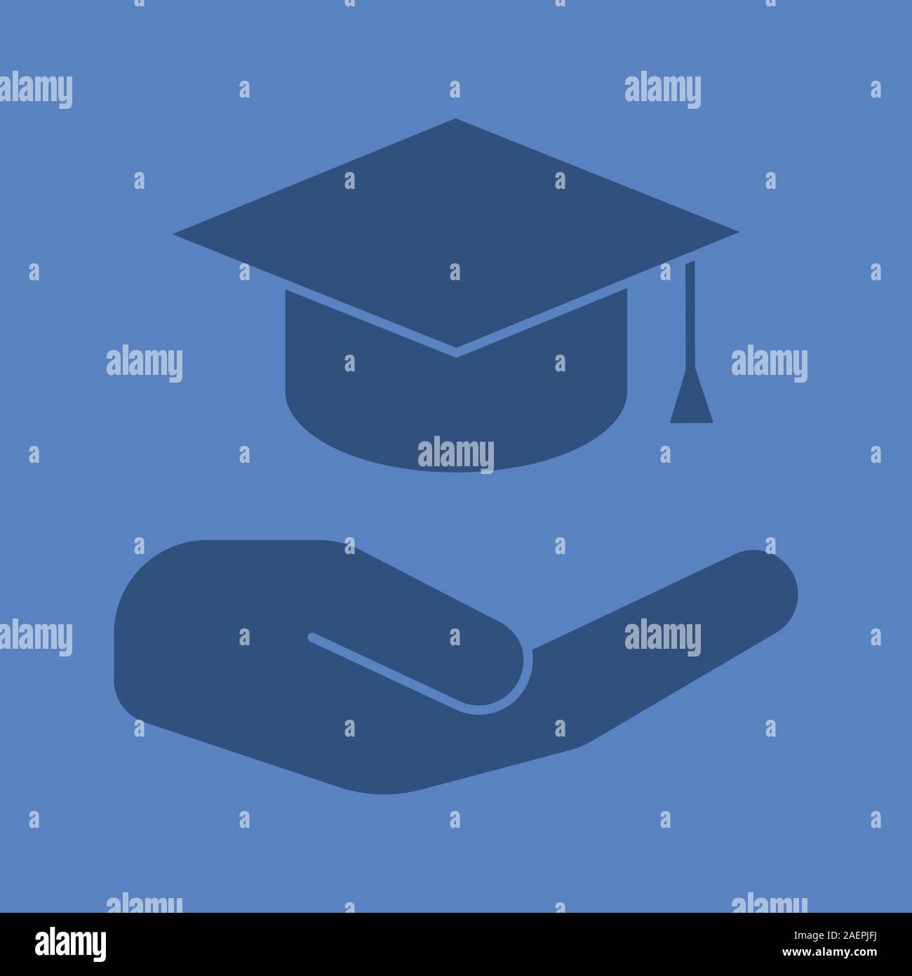 Open hand with graduation cap glyph color icon. Accessible education ...