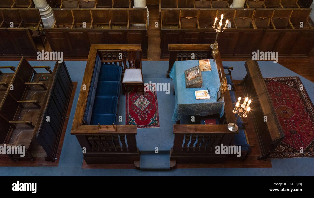 High angle view of Bimah (Reading Desk) in synagogue, Lisbon Synagogue ...