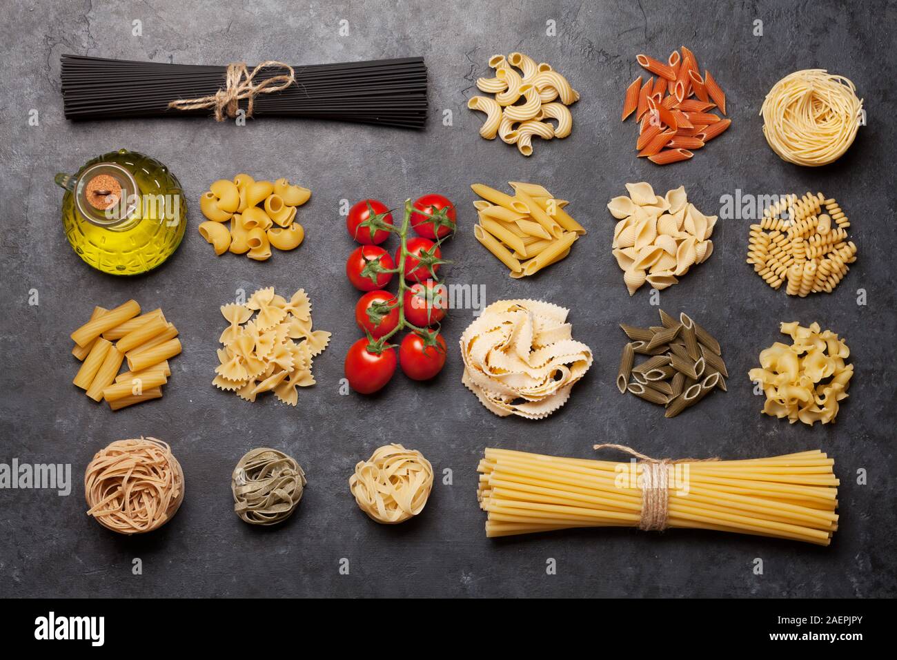 Various pasta. Top view flat lay Stock Photo - Alamy