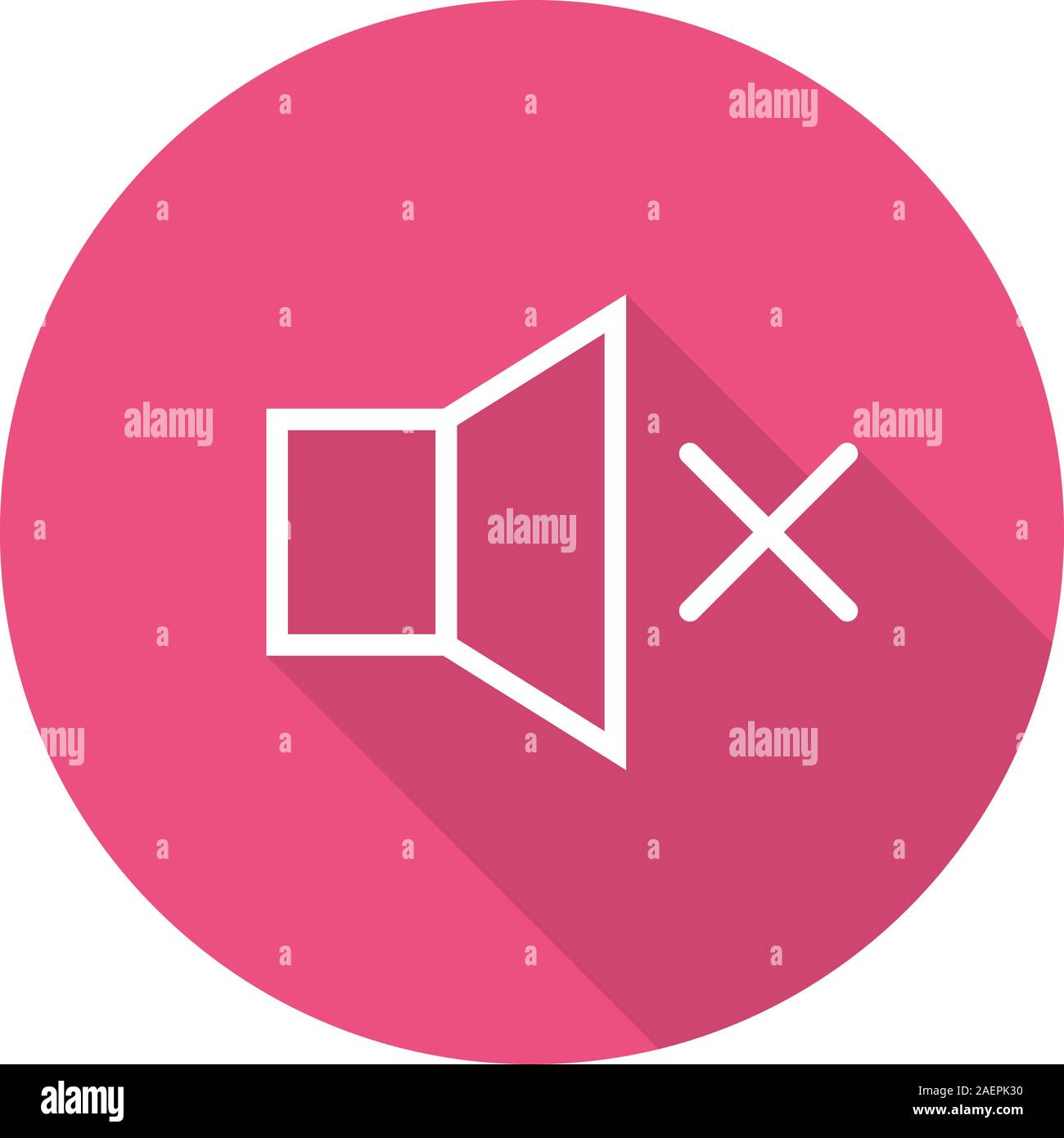 Sound off flat linear long shadow icon. Speaker volume mute. Vector ...