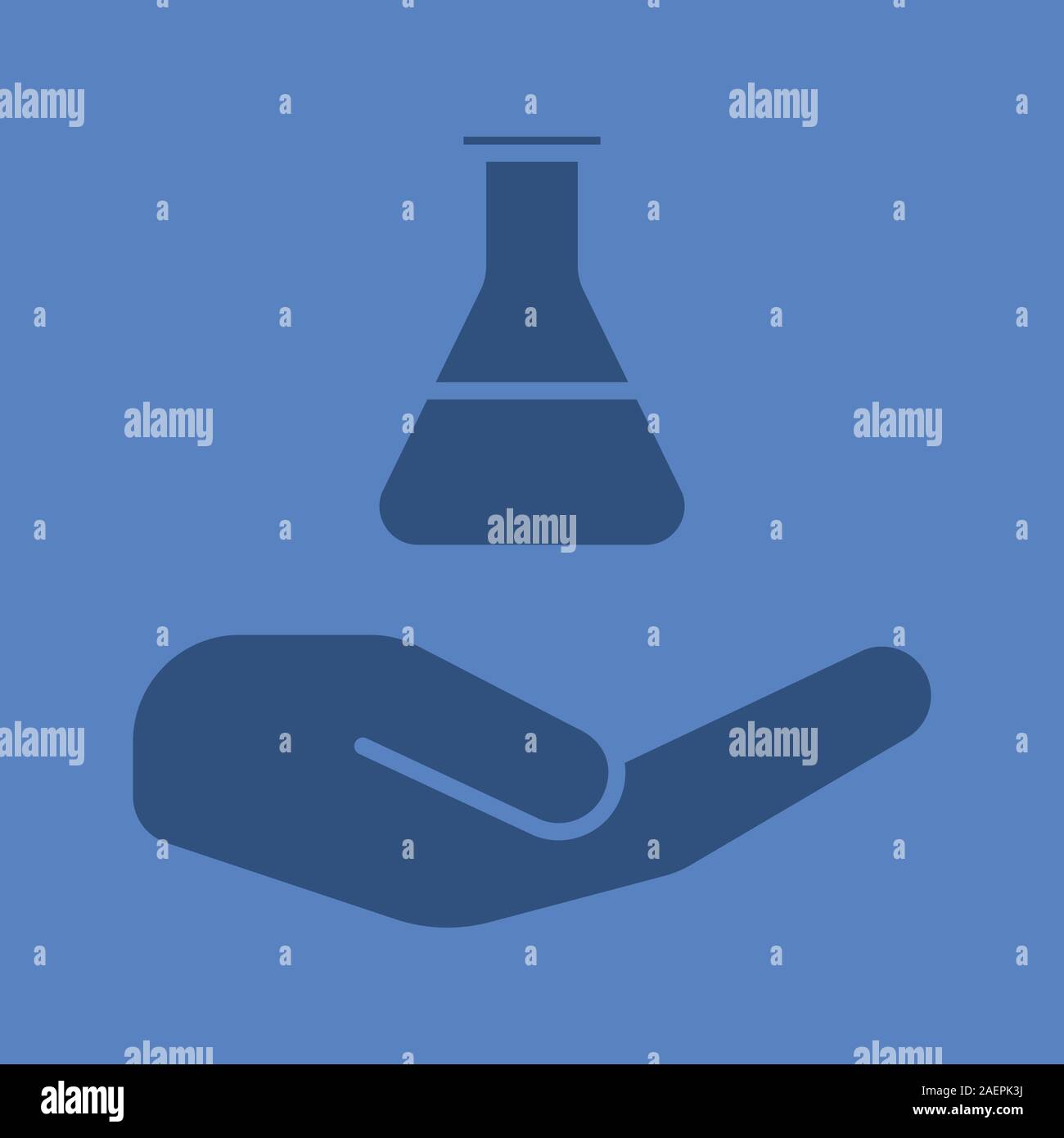 Open hand with lab flask glyph color icon. Laboratory services ...