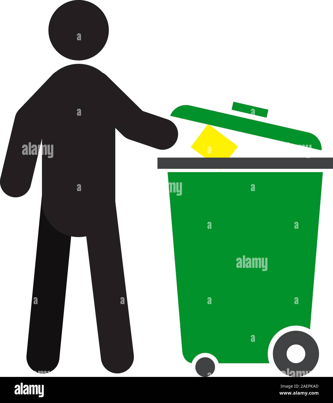 Man throwing out trash silhouette icon. Waste recycling. Isolated ...
