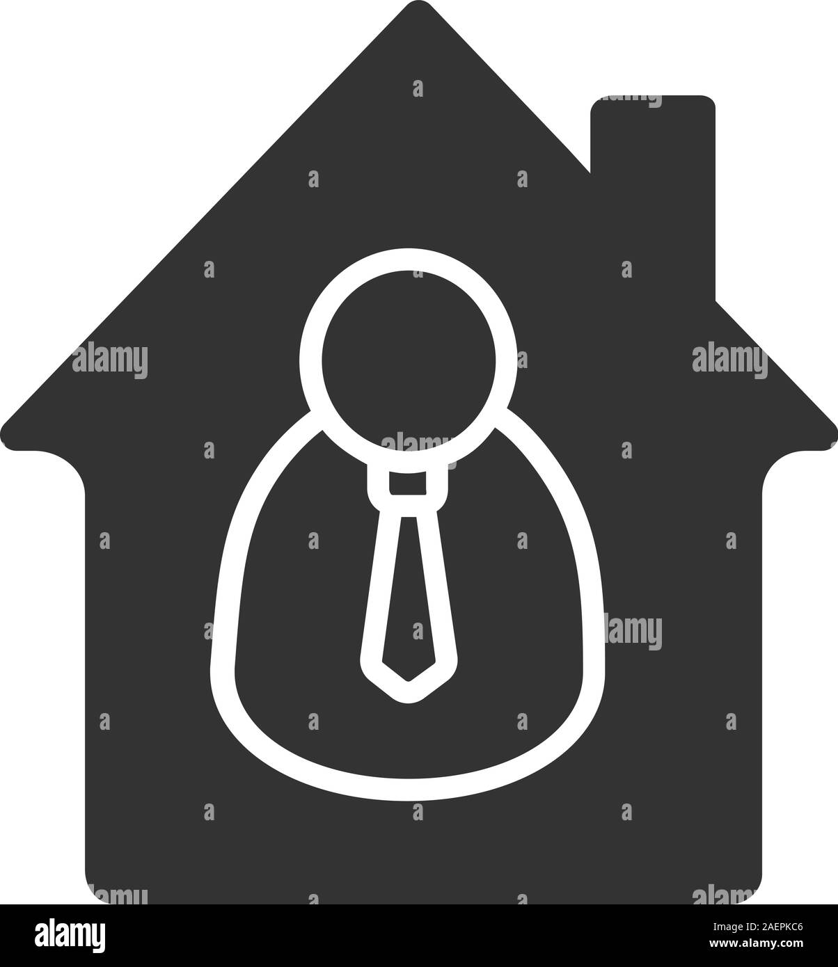 Broker, realtor glyph icon. Silhouette symbol. House with businessman ...
