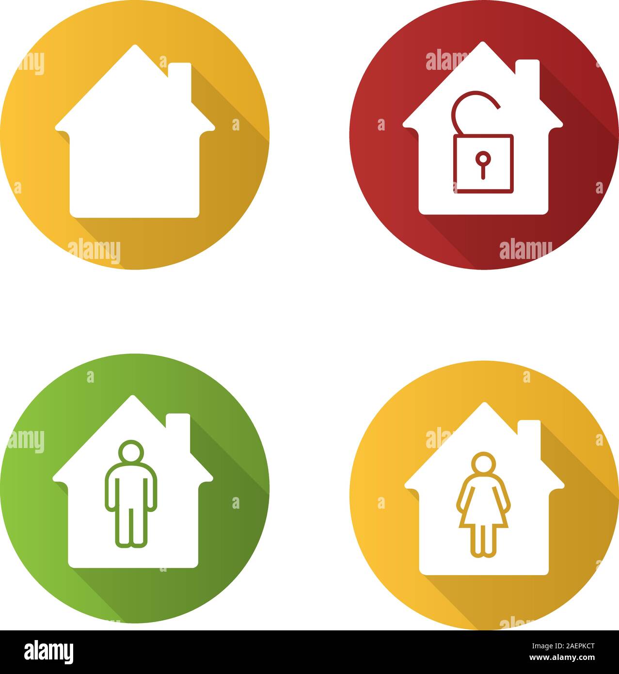 Houses flat design long shadow glyph icons set. Private property owners ...