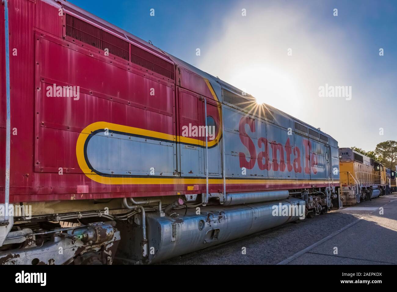 Santa Fe FP45 diesel engine in classic warbonnet colors on display at ...
