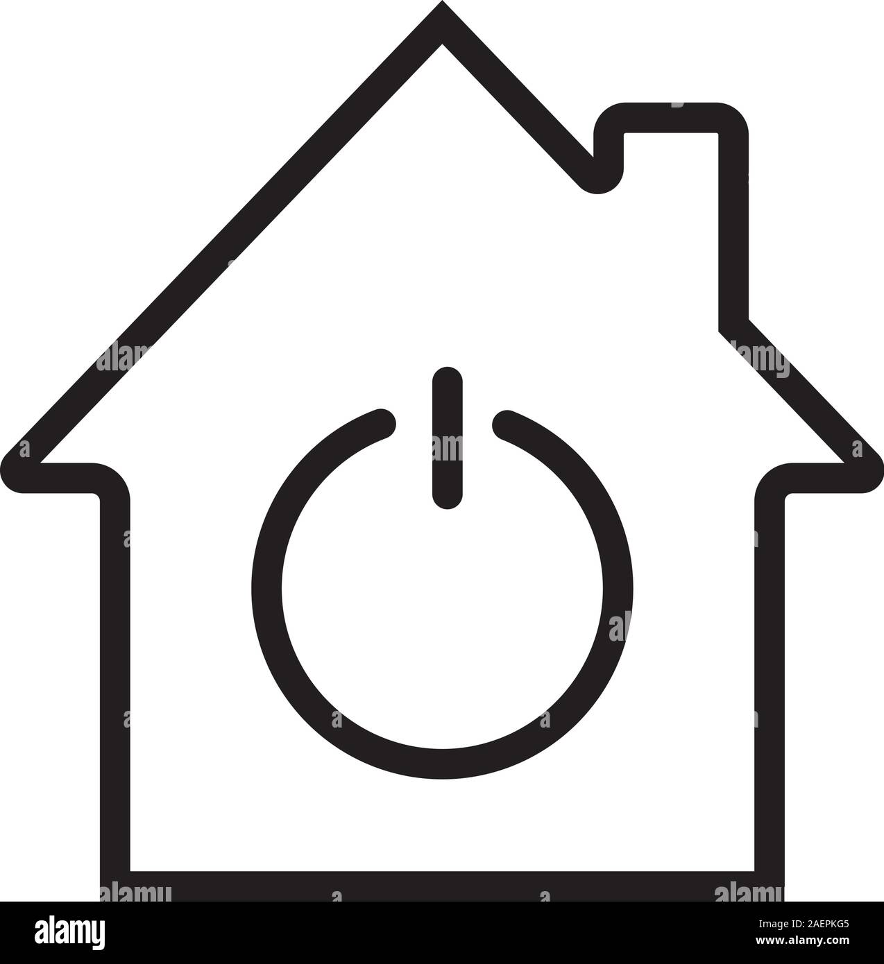 Home with power sign inside linear icon. Smart house. Thin line ...
