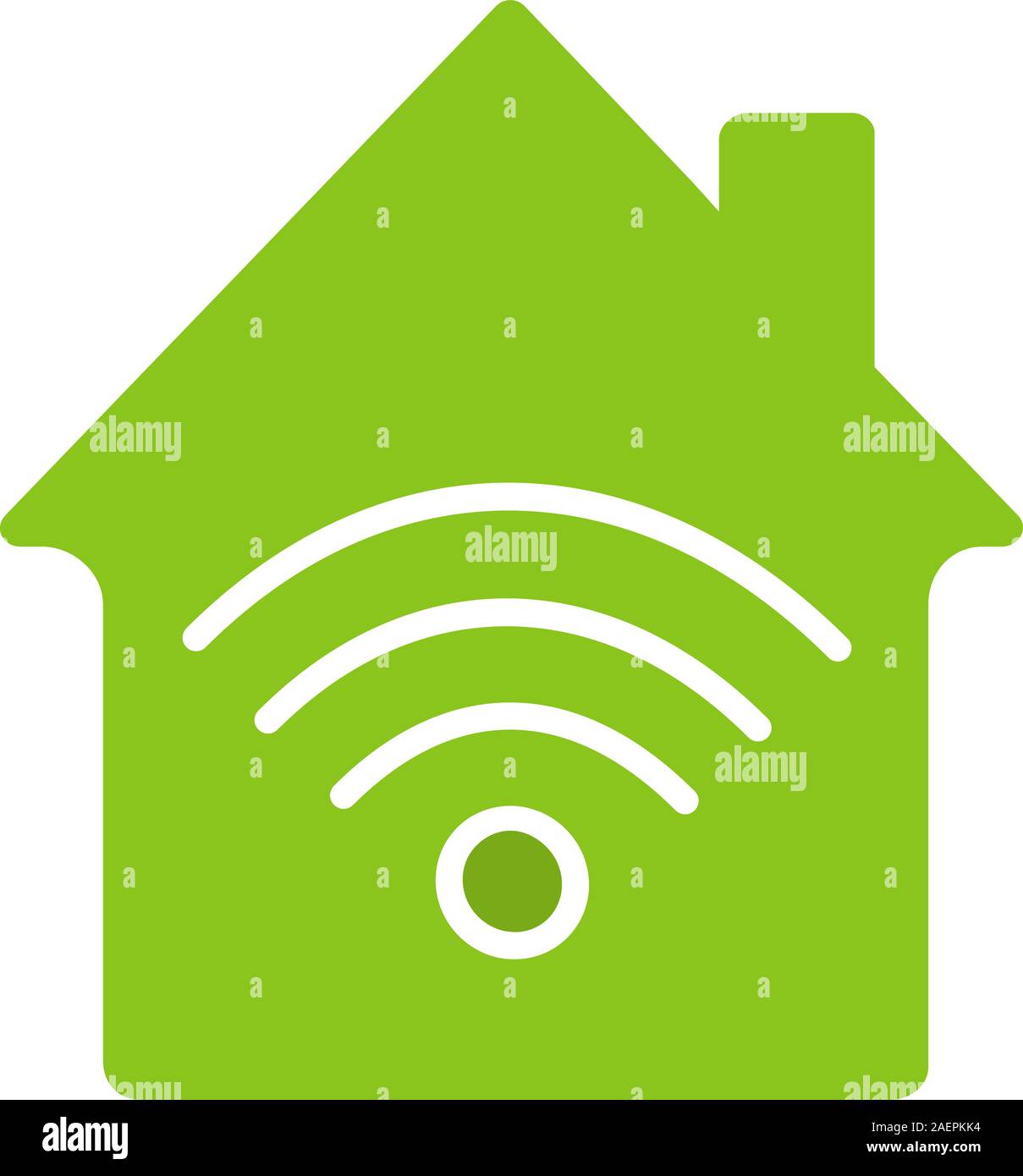 Home internet connection glyph color icon. House with wifi signal ...