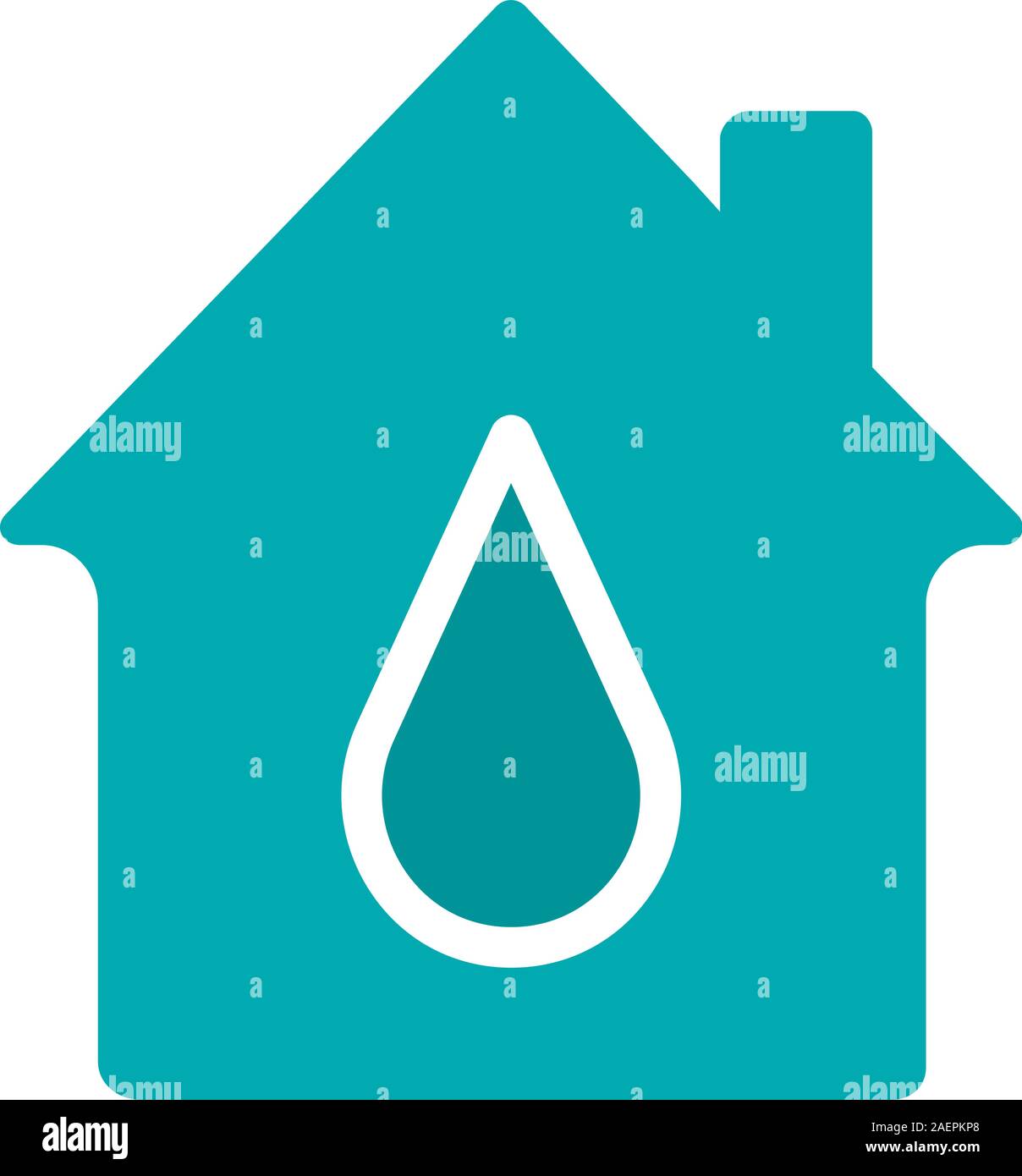 Water supply glyph color icon. House with water drop inside. Silhouette ...