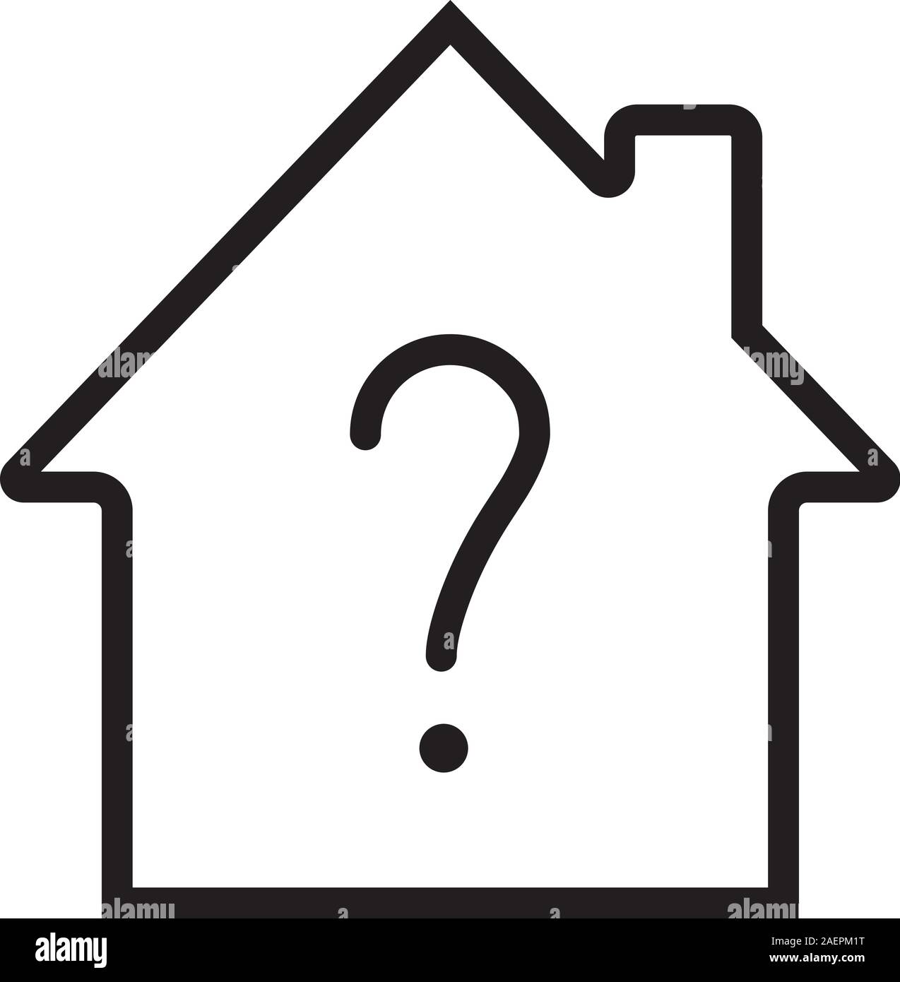 House with question mark inside linear icon. Thin line illustration ...
