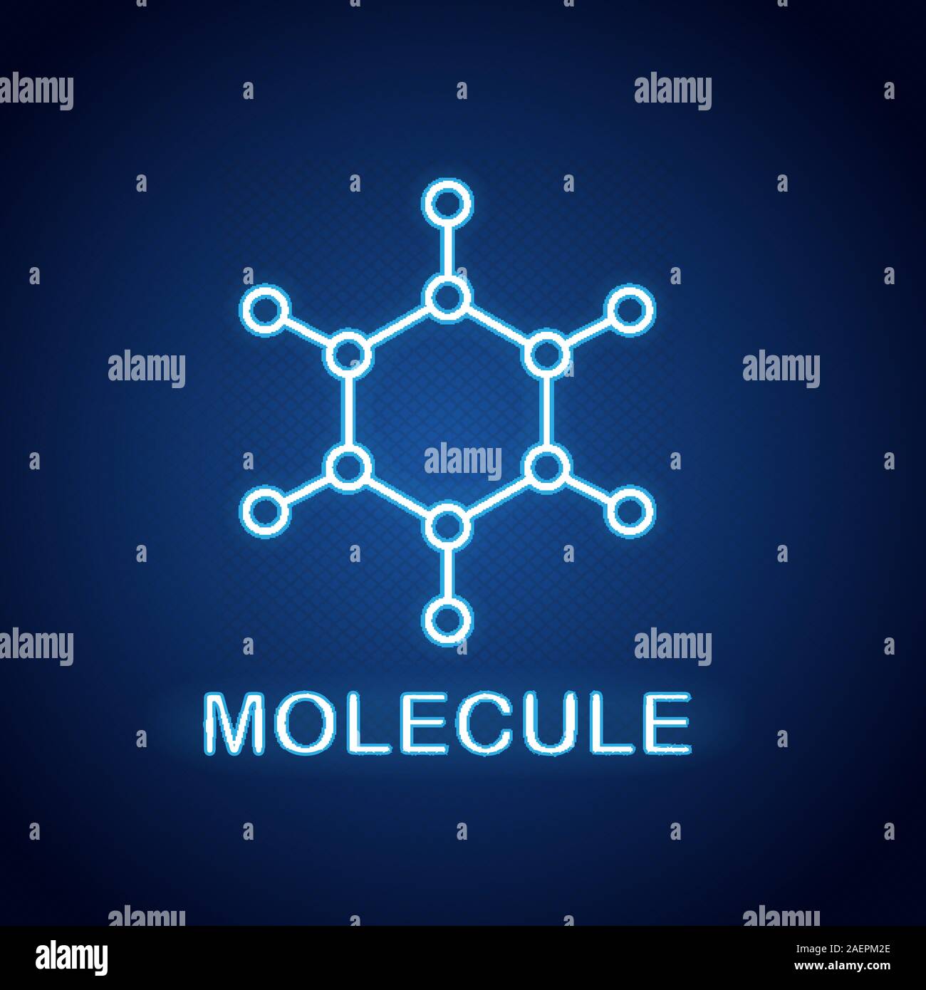 Molecule neon light icon. Glowing sign. Molecular structure model ...