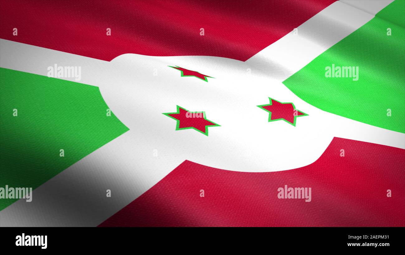Flag of Republic of Burundi. Realistic waving flag 3D render ...