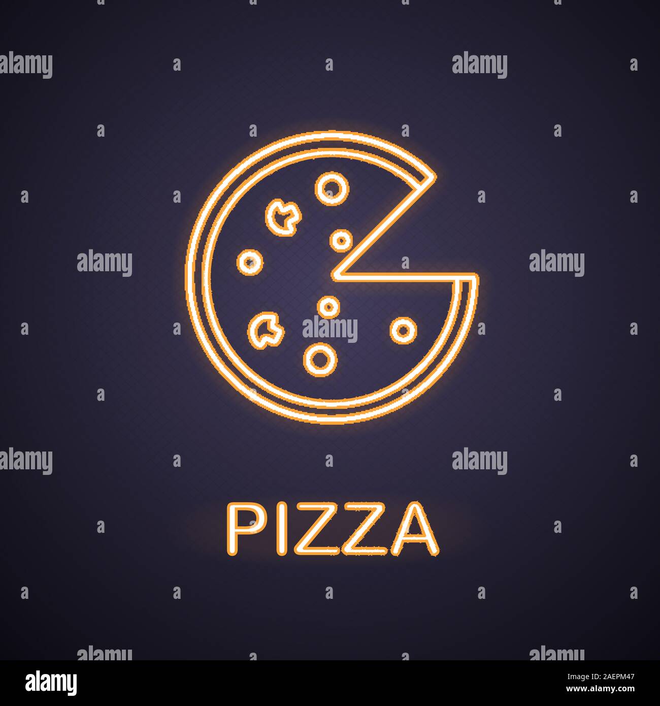 Pizza neon light icon. Pizzeria glowing sign. Vector isolated ...