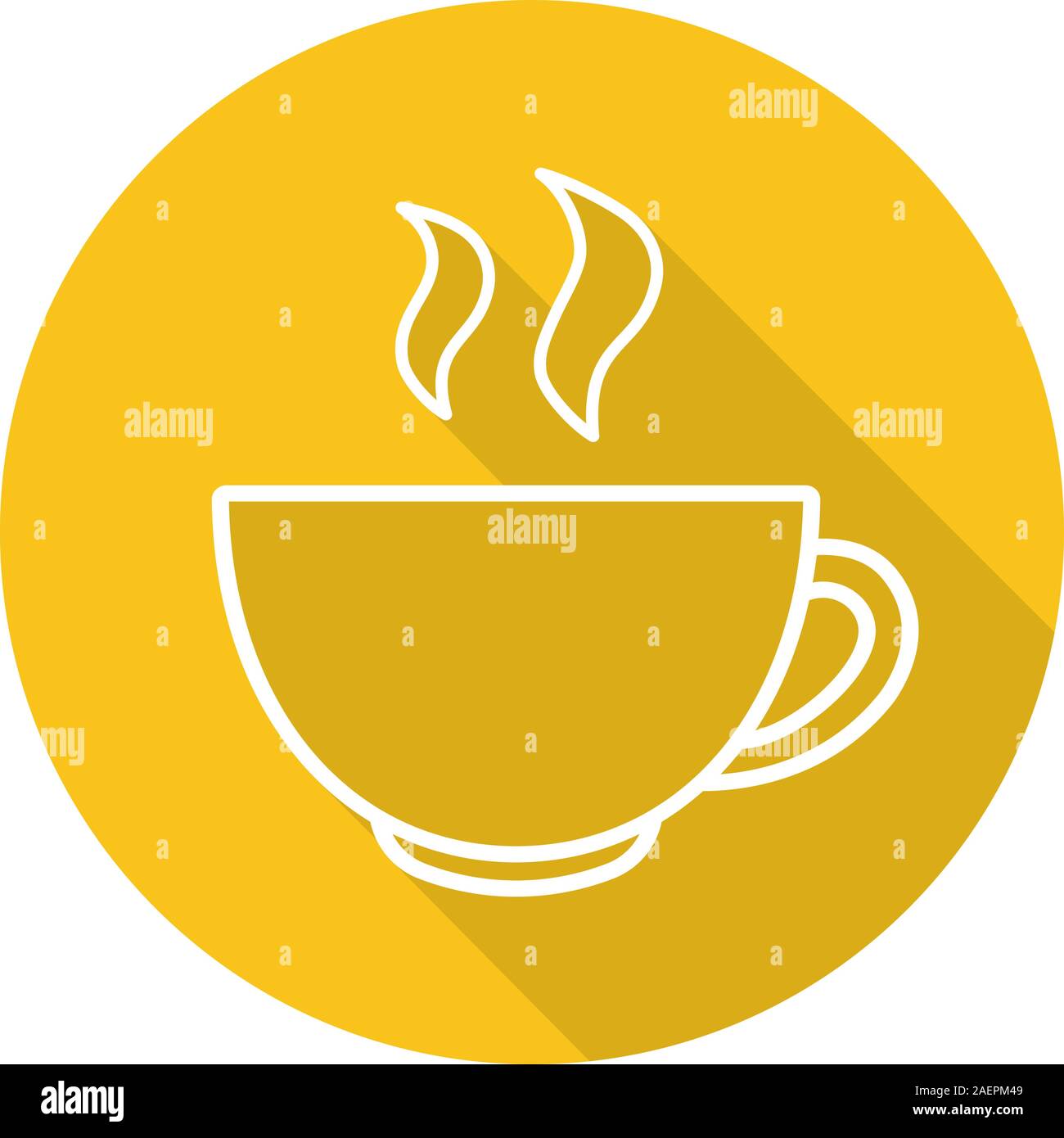 Steaming cup flat linear long shadow icon. Hot steaming drink mug ...