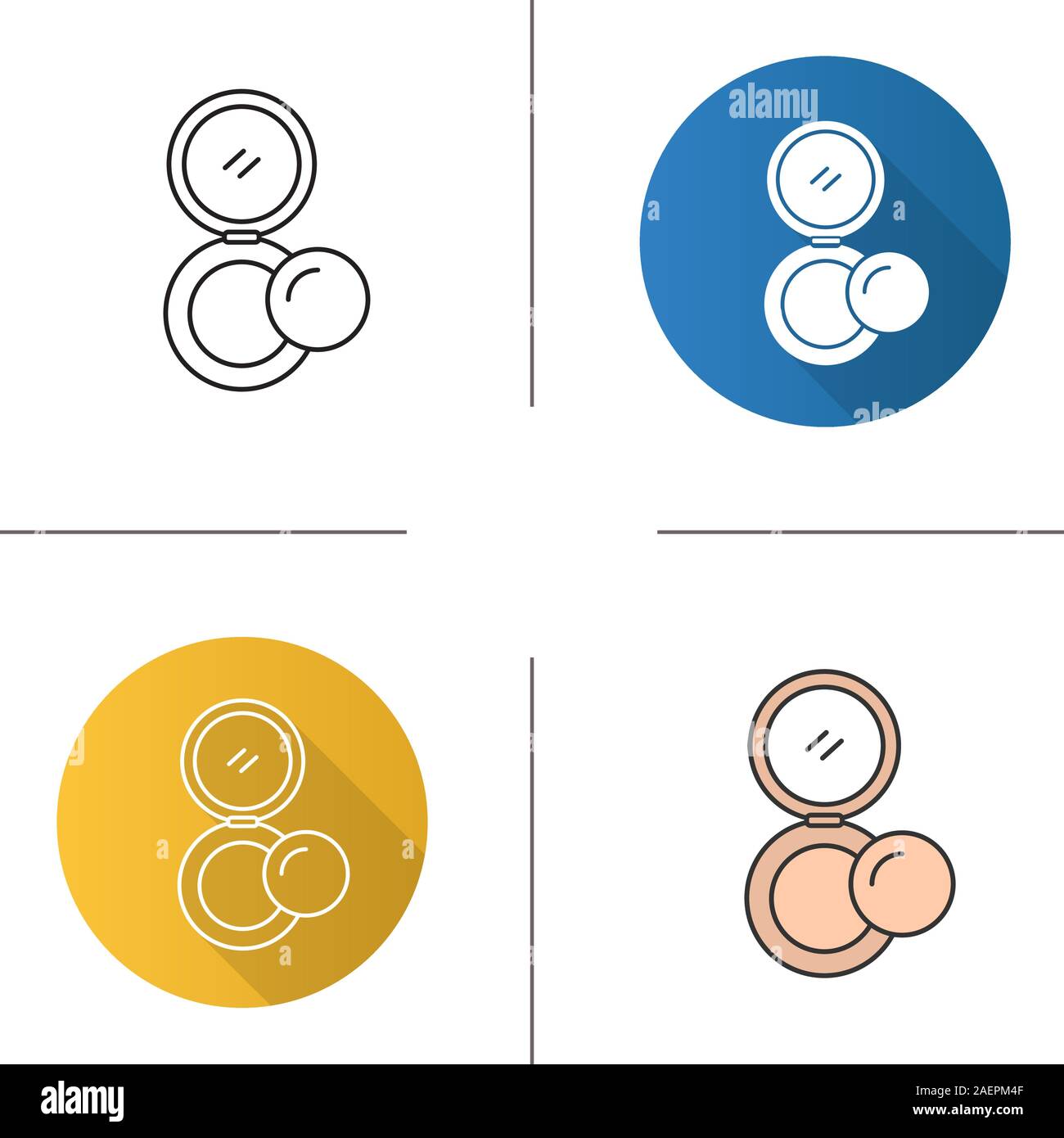 Powder icon. Flat design, linear and color styles. Rouge. Isolated ...