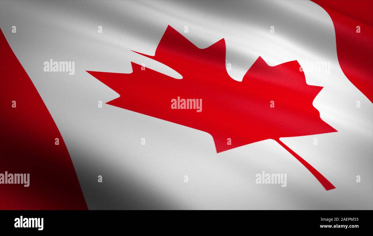 Flag of Canada. Realistic waving flag 3D render illustration with ...