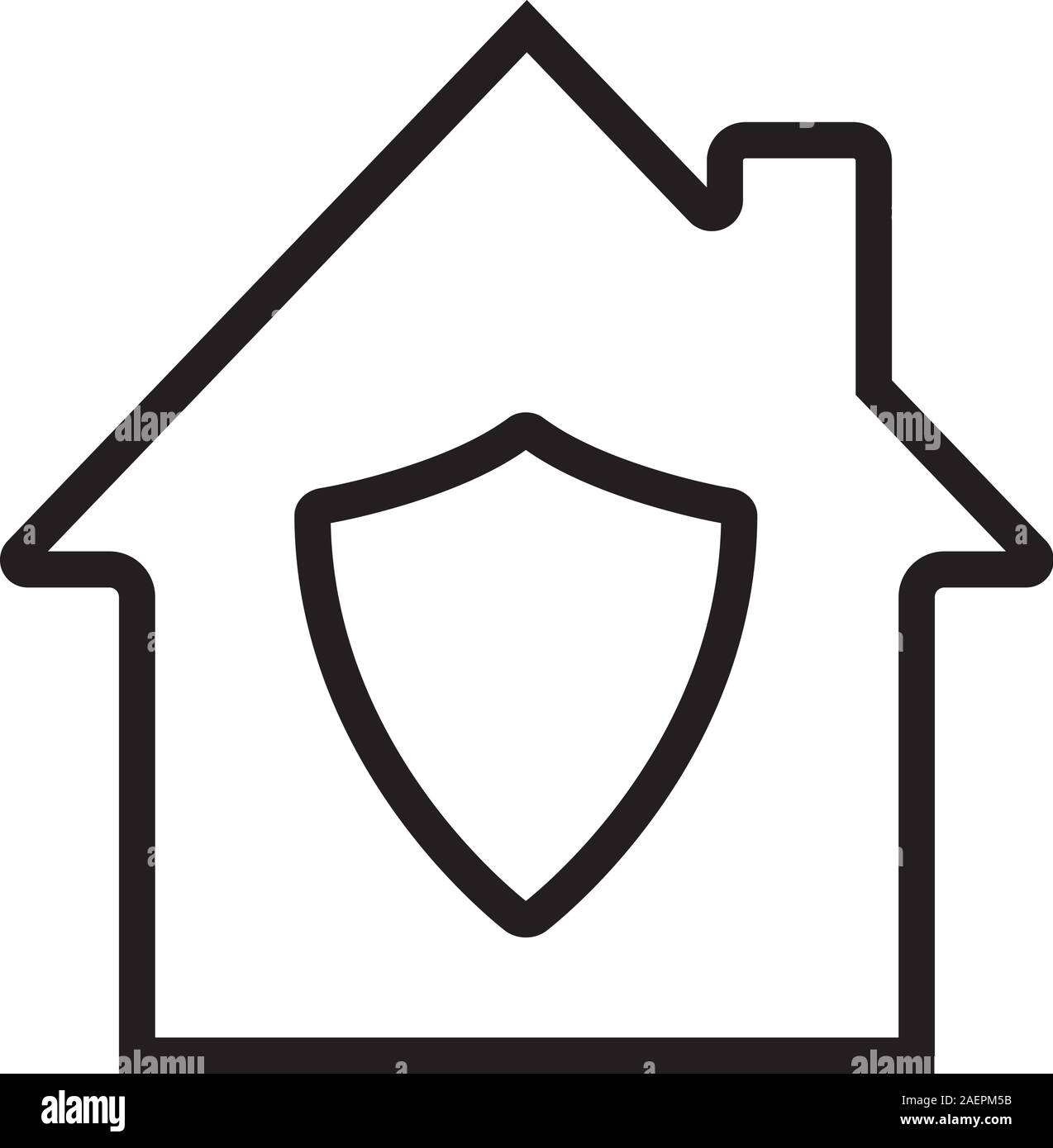 Home protection linear icon. Thin line illustration. House with shield ...