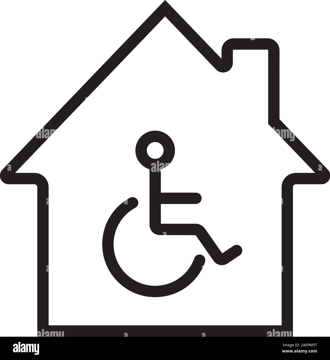 House with special facilities linear icon. Invalids residence thin line ...