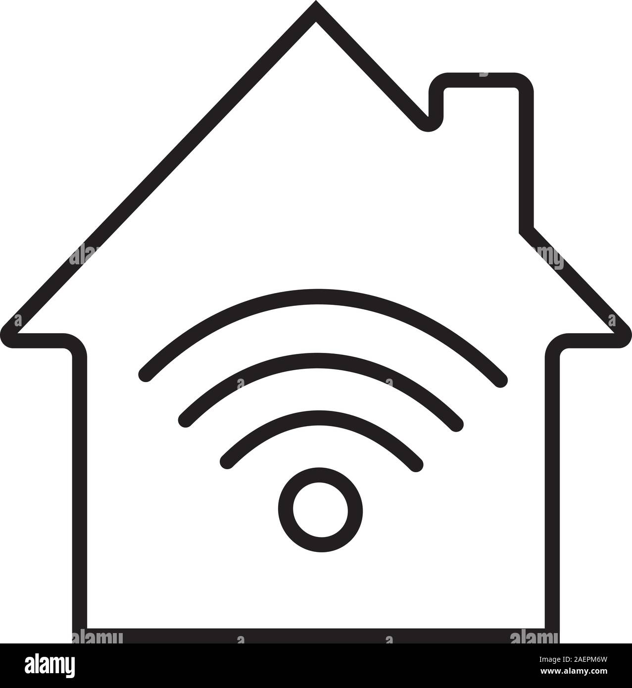 Home internet connection linear icon. Wi fi signal thin line ...