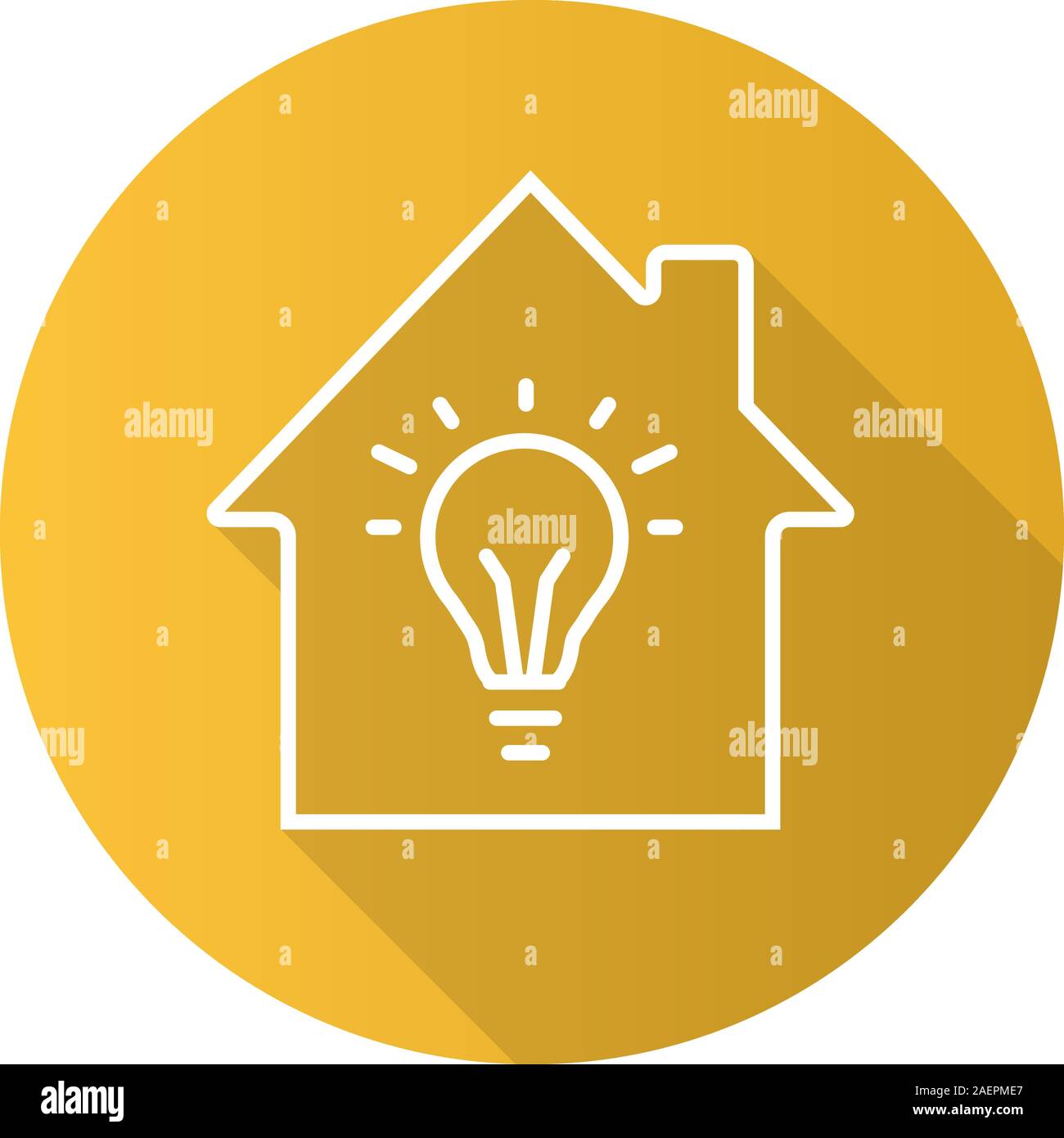 Home electrification flat linear long shadow icon. House with light ...