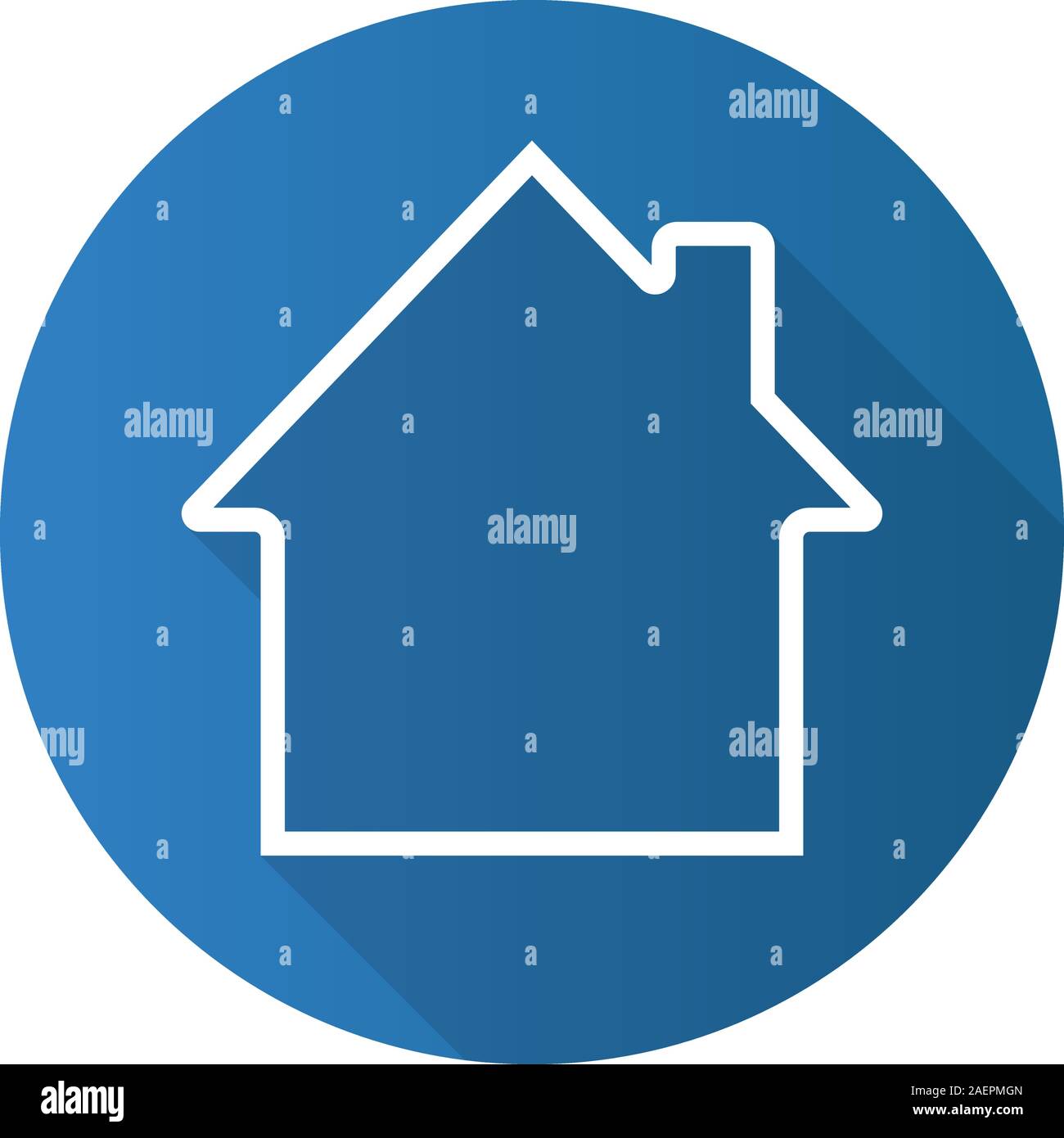 House flat linear long shadow icon. Home building. Vector outline ...