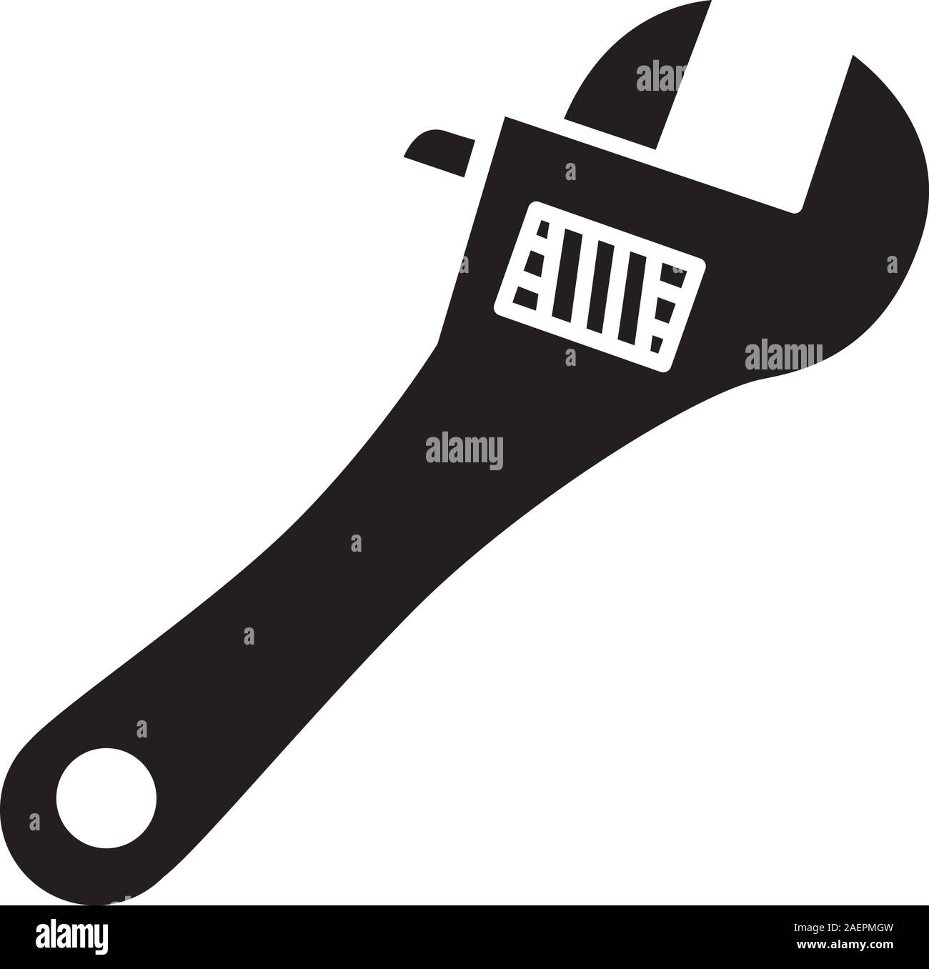 Adjustable wrench glyph icon. Silhouette symbol. Spanner. Negative ...