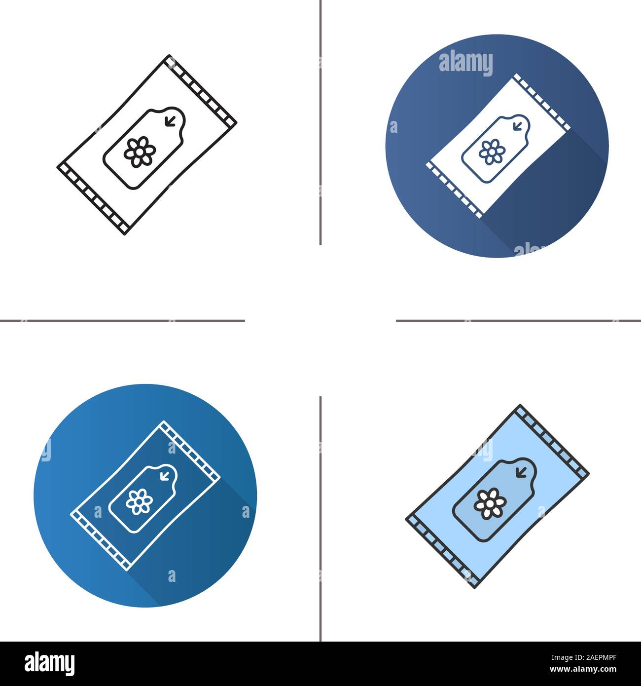 Wet wipes icon. Flat design, linear and color styles. Tissues. Isolated ...