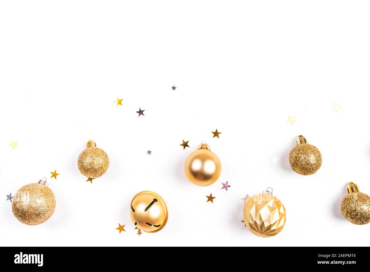 Festive white background with Christmas decorations Stock Photo - Alamy