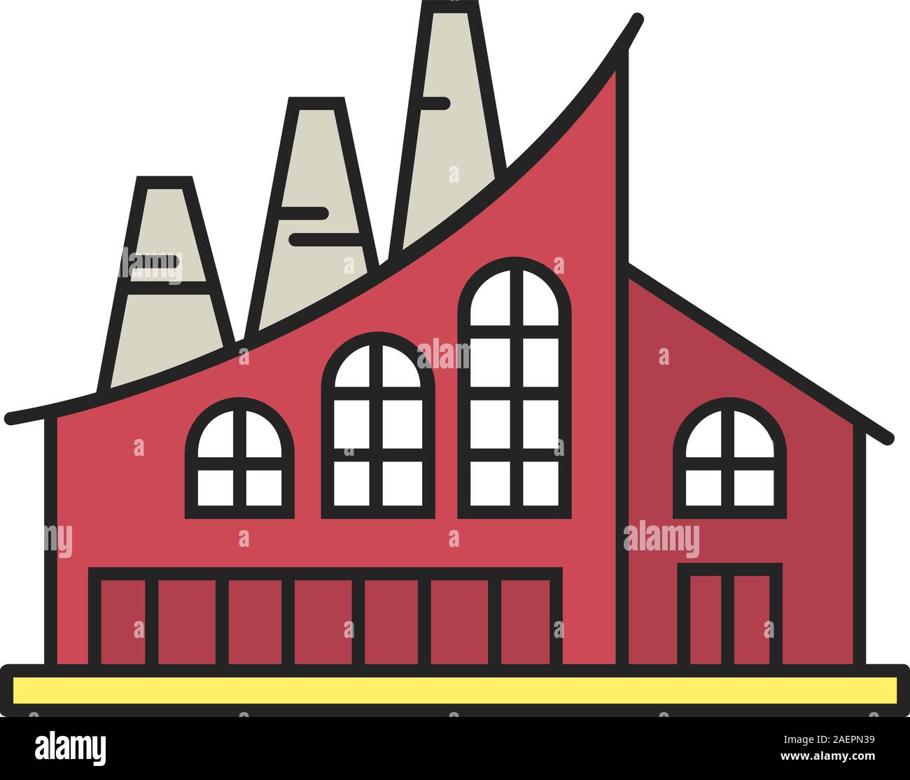 Industrial factory color icon. Plant. Isolated vector illustration ...