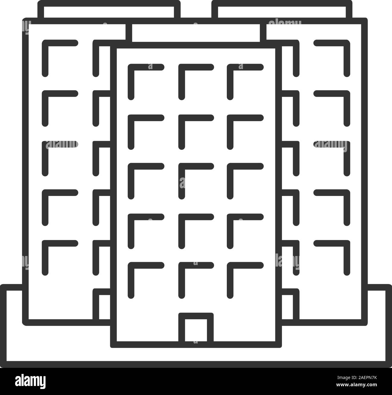 Multi-storey building linear icon. Thin line illustration. Apartment ...