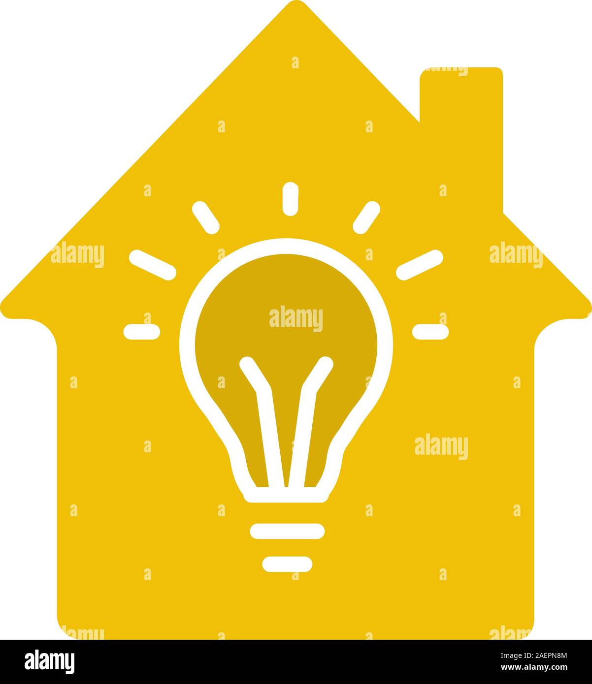 Home electrification glyph color icon. House with light bulb inside ...