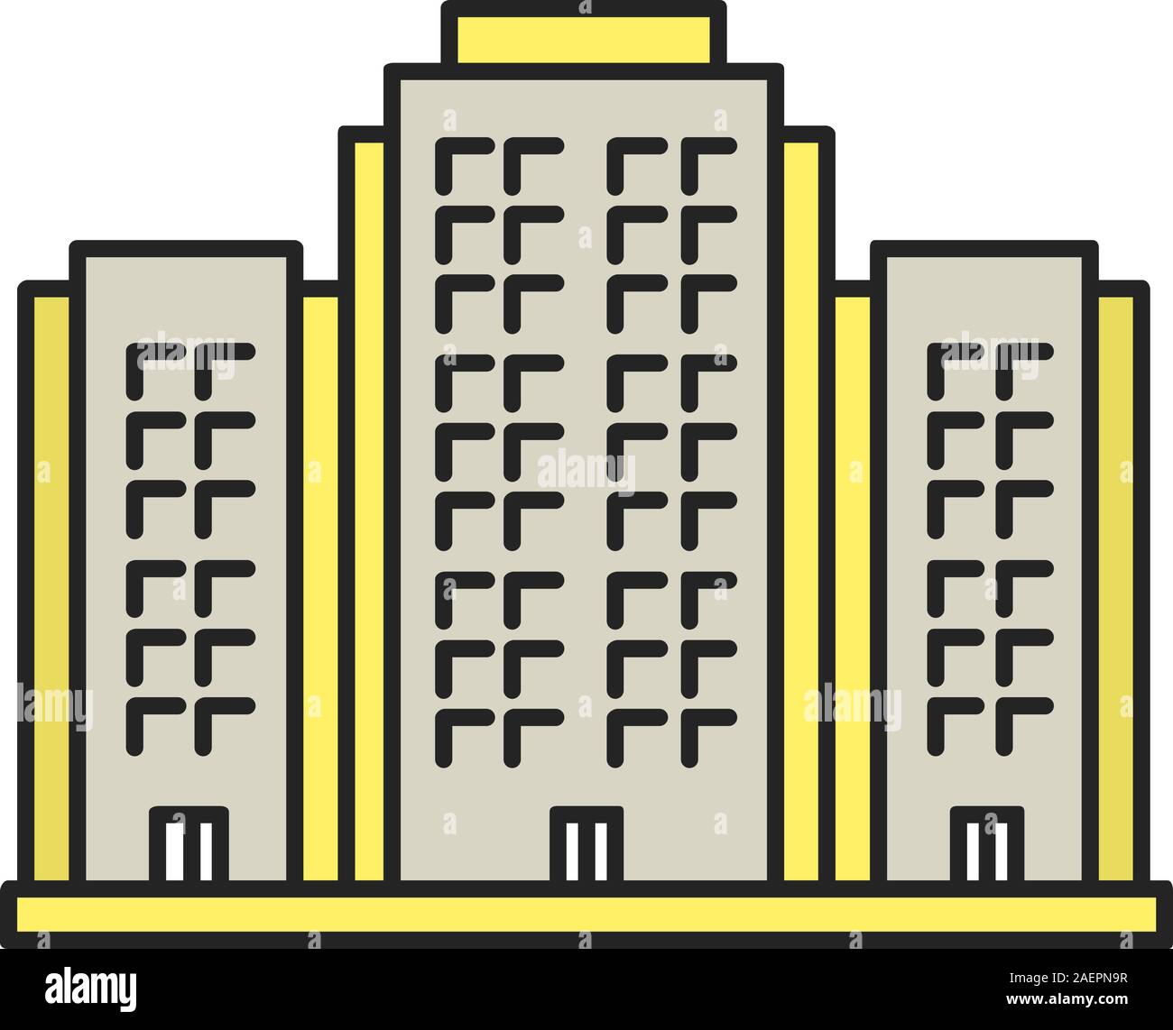Multi-storey building color icon. Tower block. Isolated vector ...