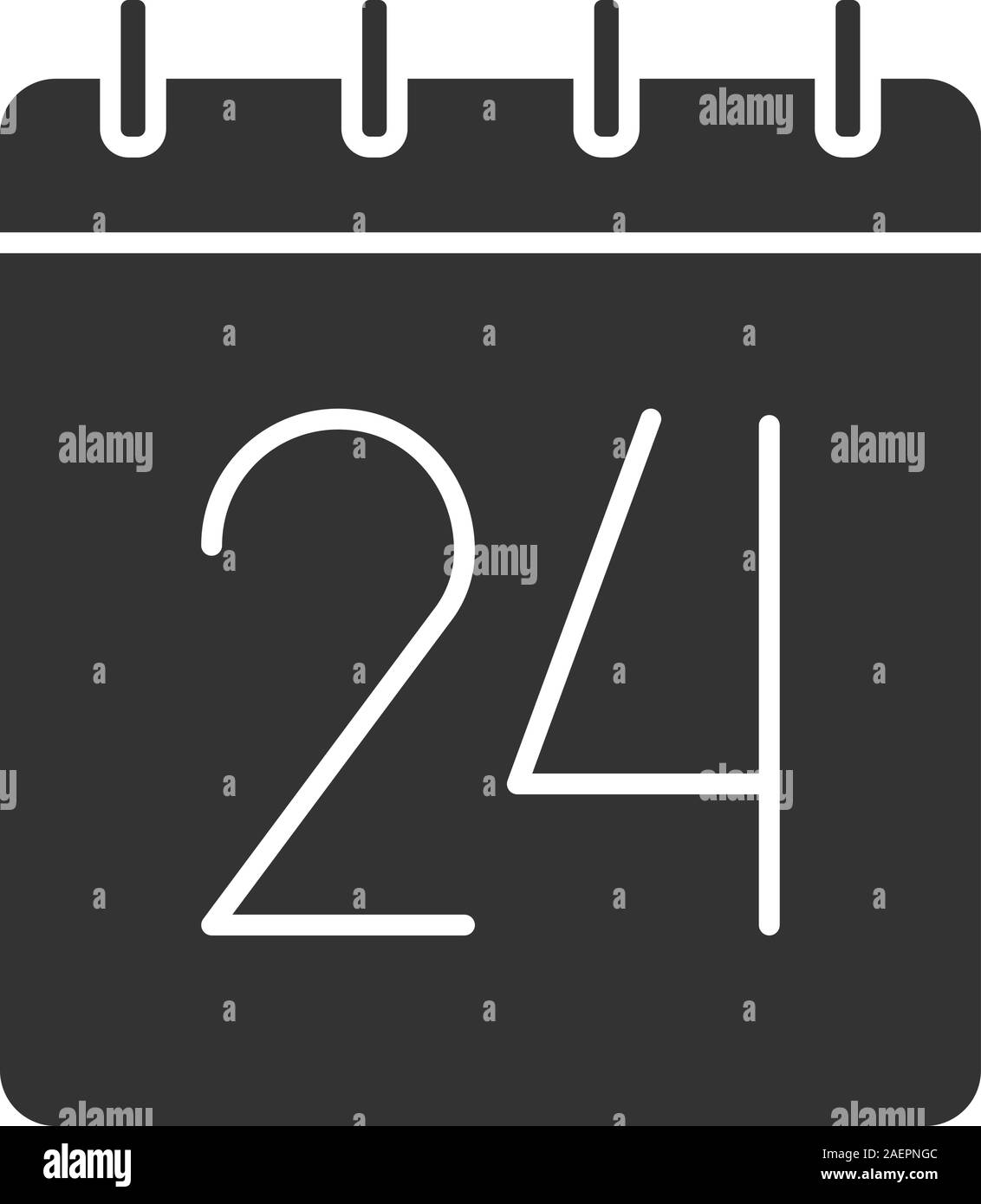 Twenty fourth day of month glyph icon. Date silhouette symbol. Wall ...