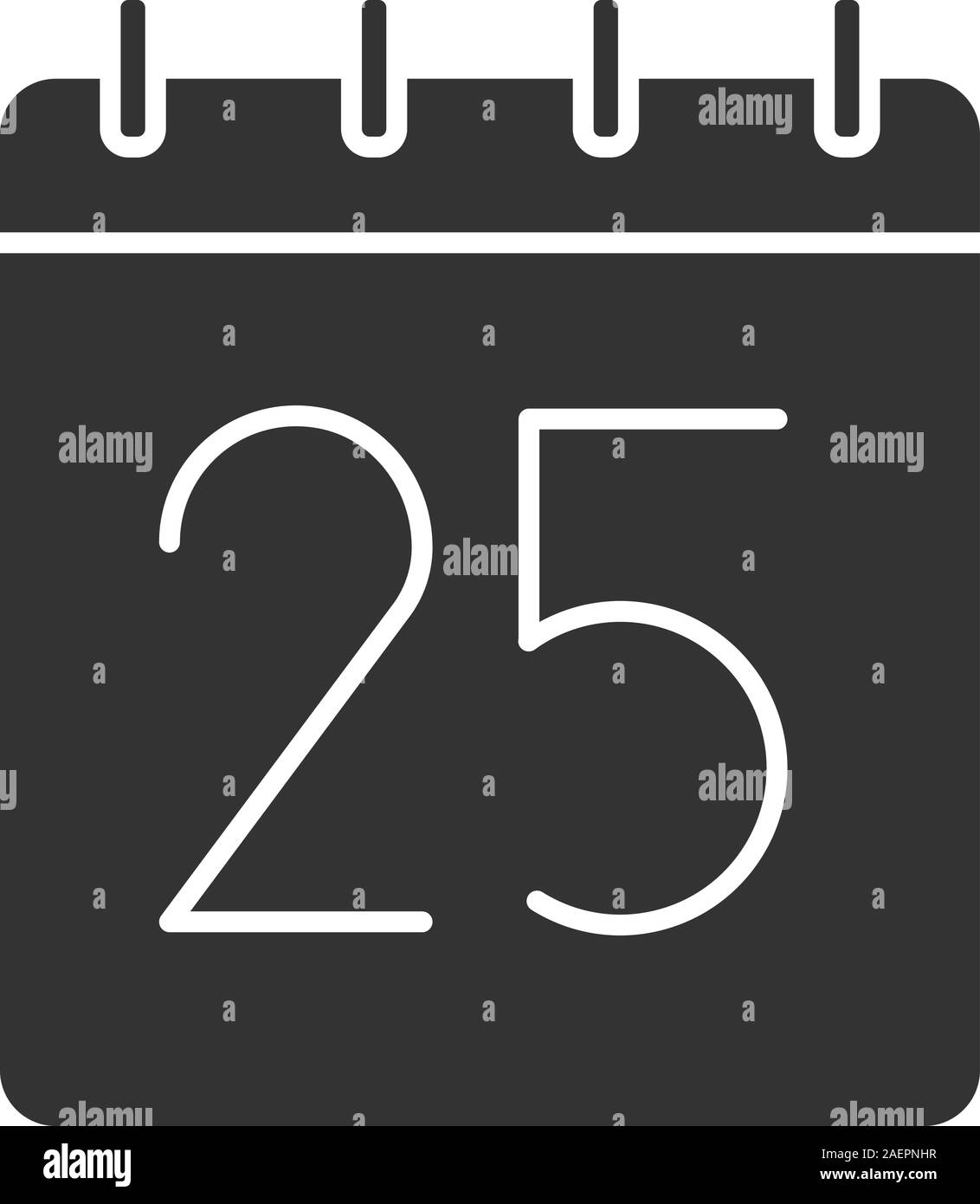 Twenty fifth day of month glyph icon. Date silhouette symbol. Wall ...