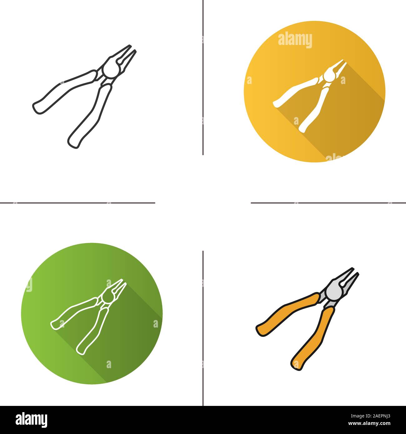 Nippers icon. Flat design, linear and color styles. Tongs. Isolated ...
