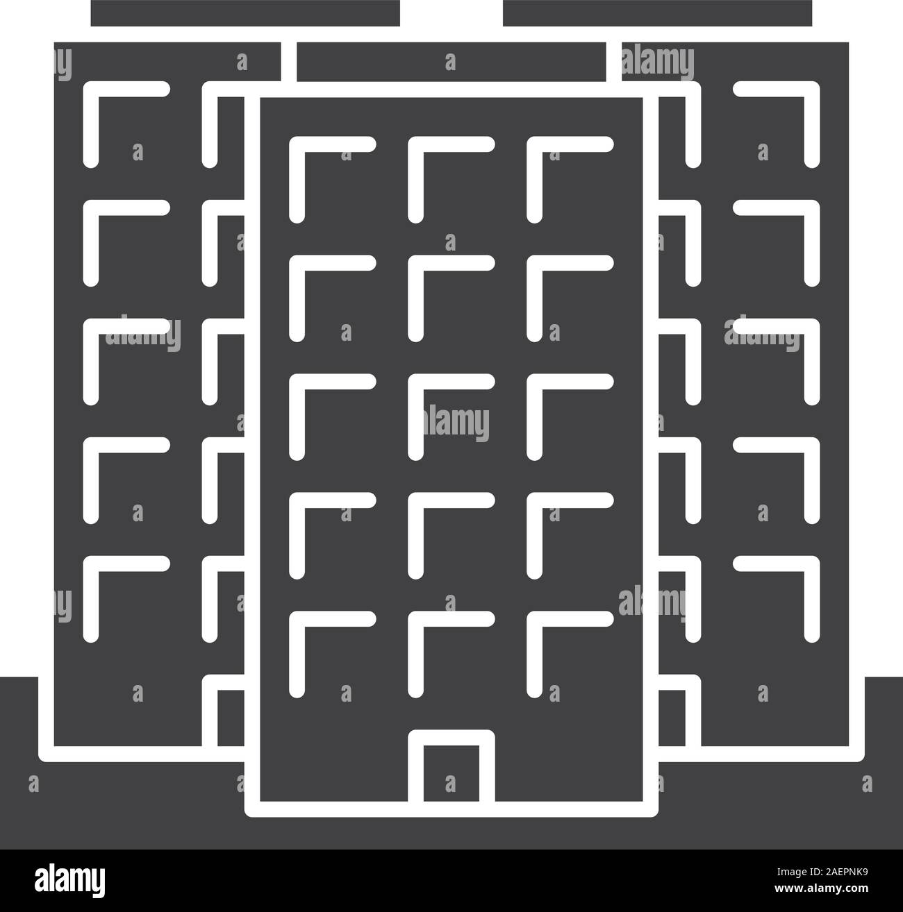 Multi-storey building glyph icon. Silhouette symbol. Tower block ...