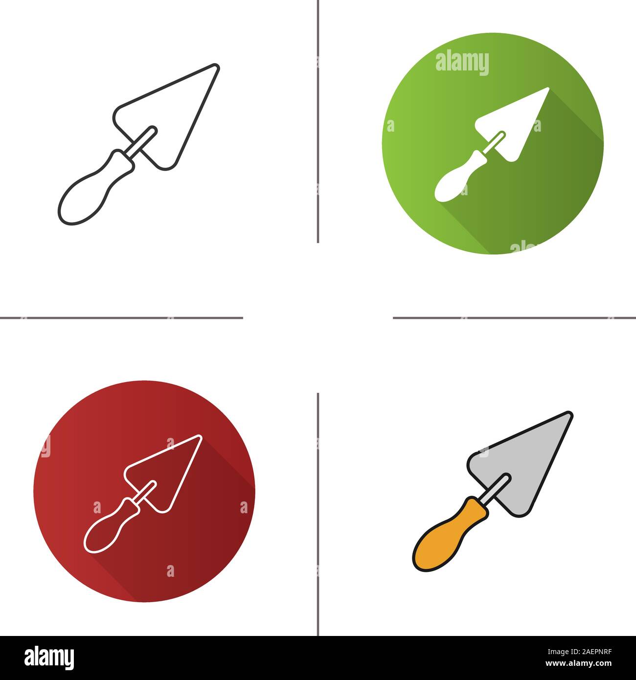 Triangular shovel icon. Flat design, linear and color styles. Isolated ...