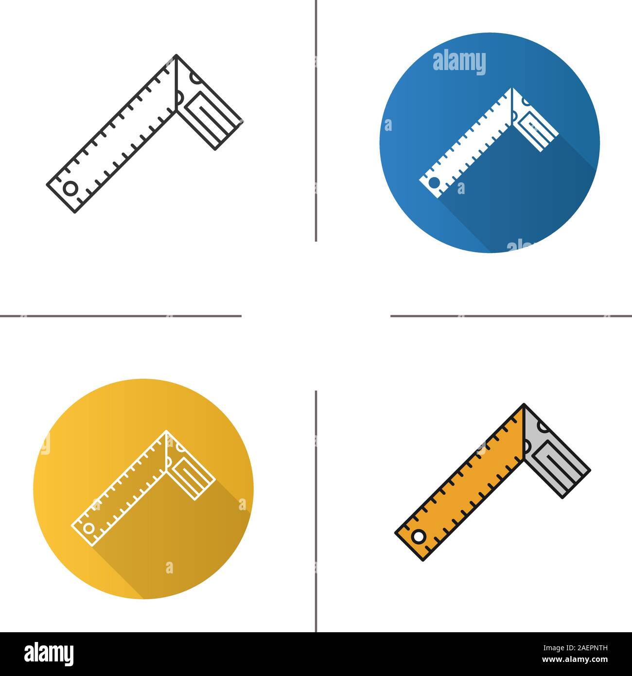 Set square icon. Flat design, linear and color styles. Bevel square ...