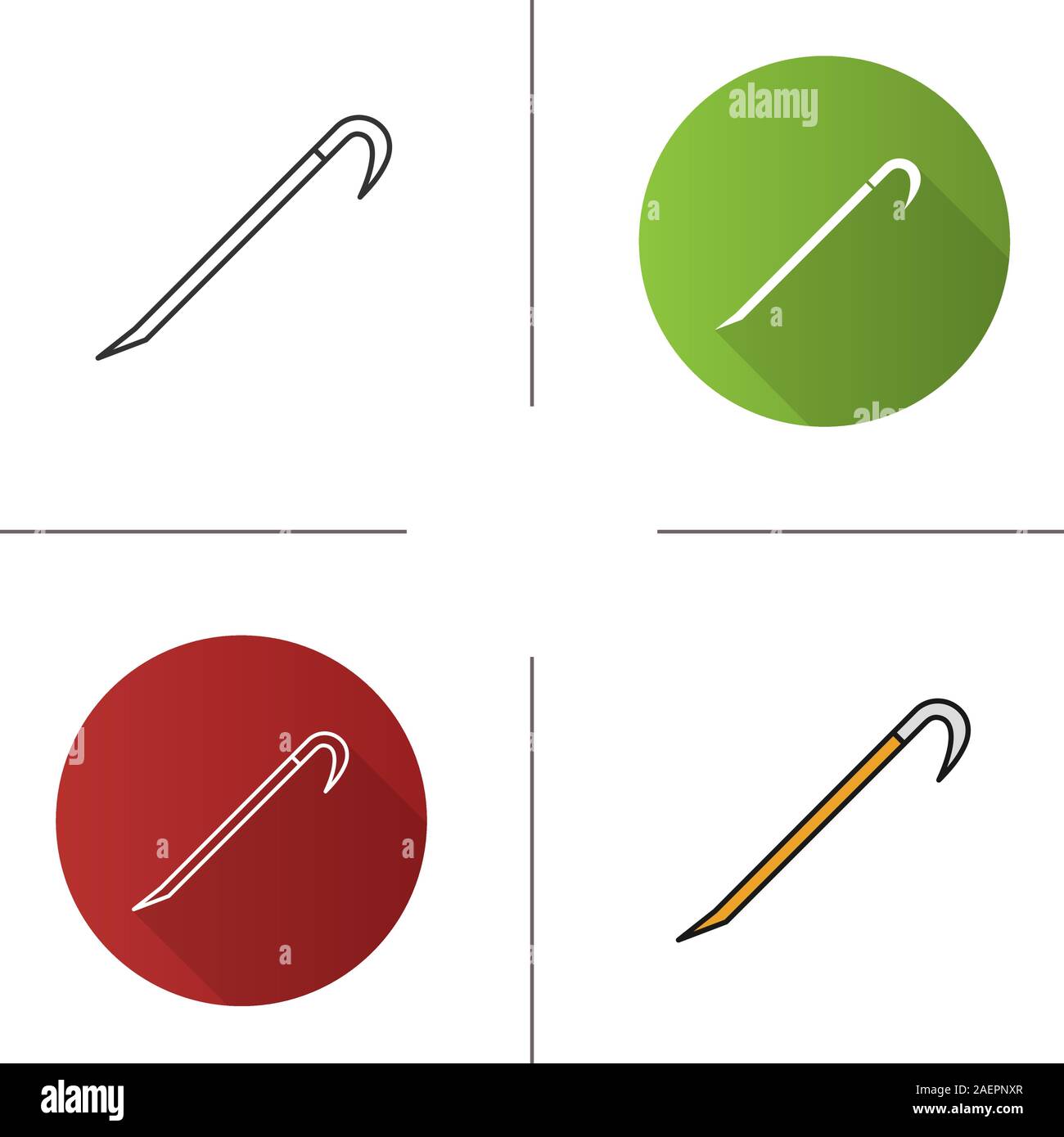 Crowbar icon. Flat design, linear and color styles. Isolated vector ...