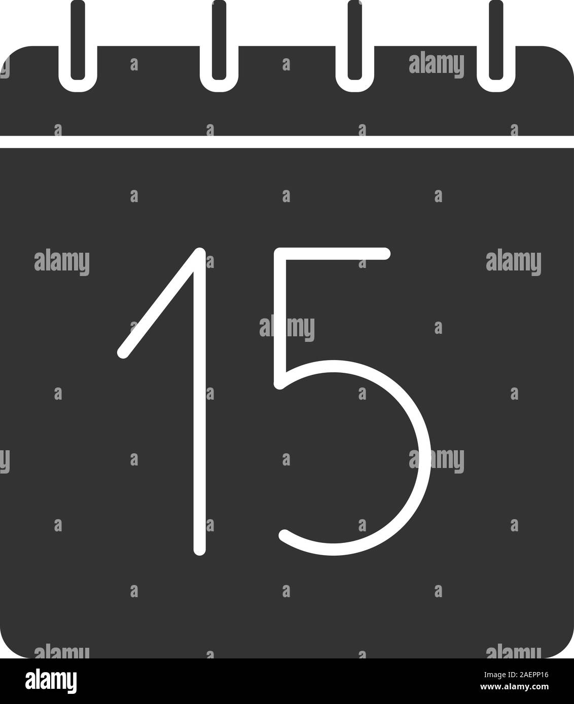 Fifteenth day of month glyph icon. Date silhouette symbol. Wall ...